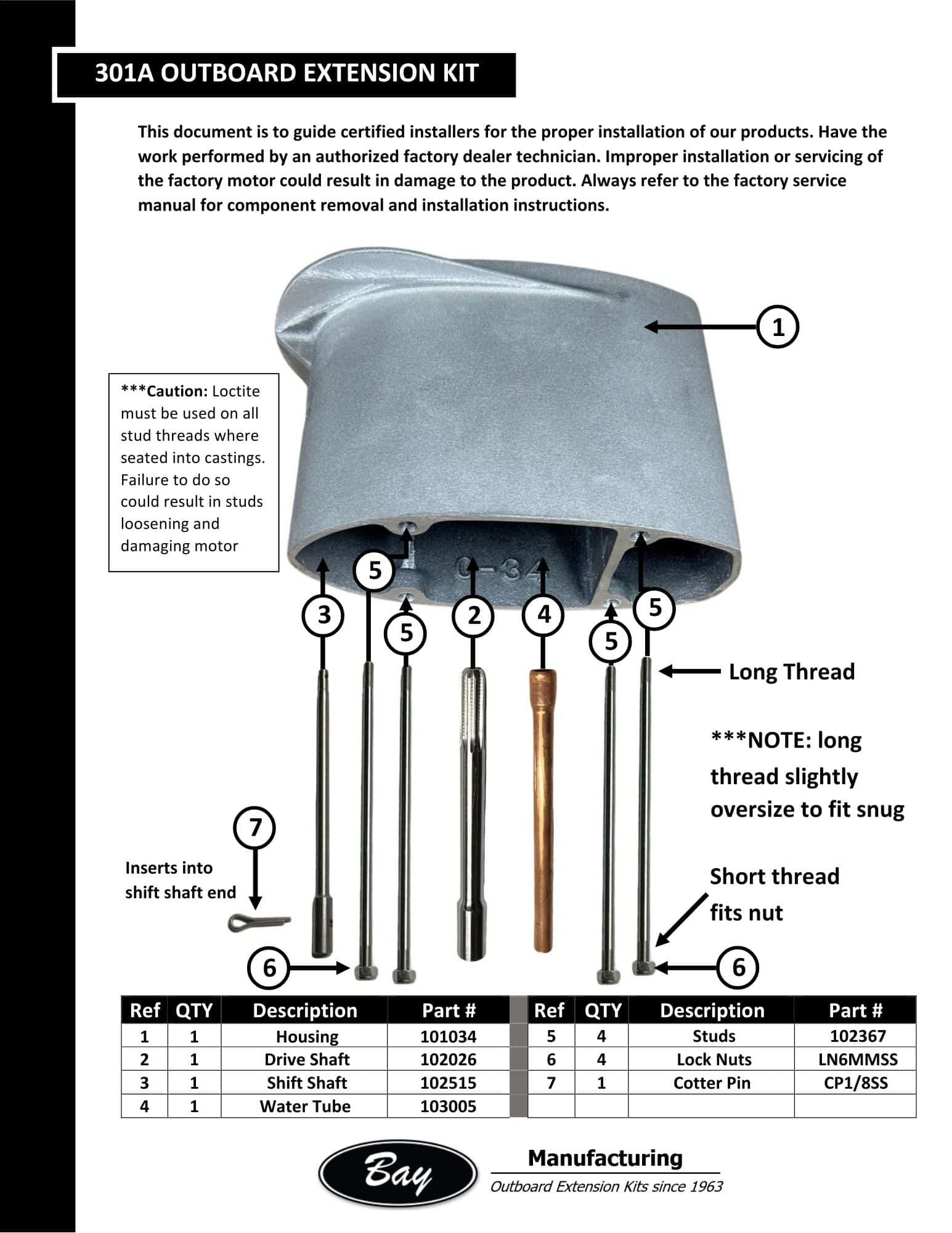 Tohatsu Outboard Extension Kit 301A | 8-9.8HP | 5 inch – fuel1direct.com
